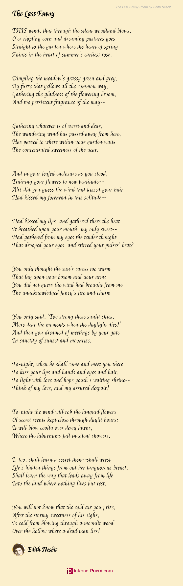 The Last Envoy Poem by Edith Nesbit