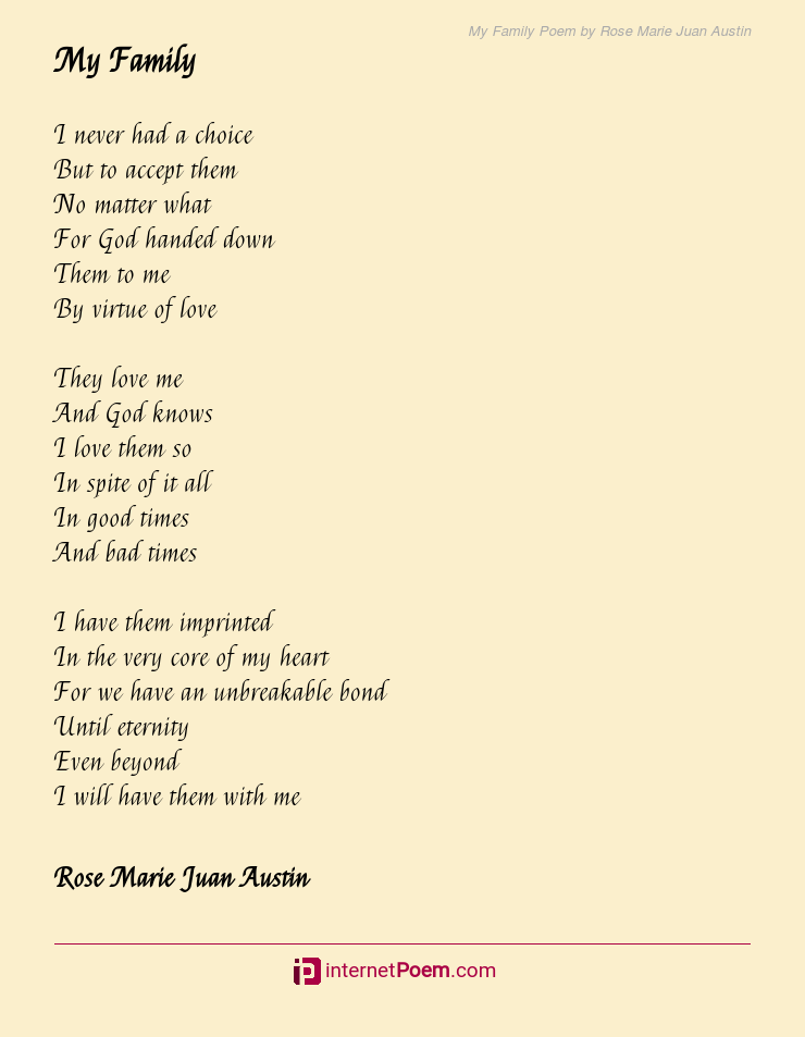 My Family Poem By Rose Marie Juan Austin