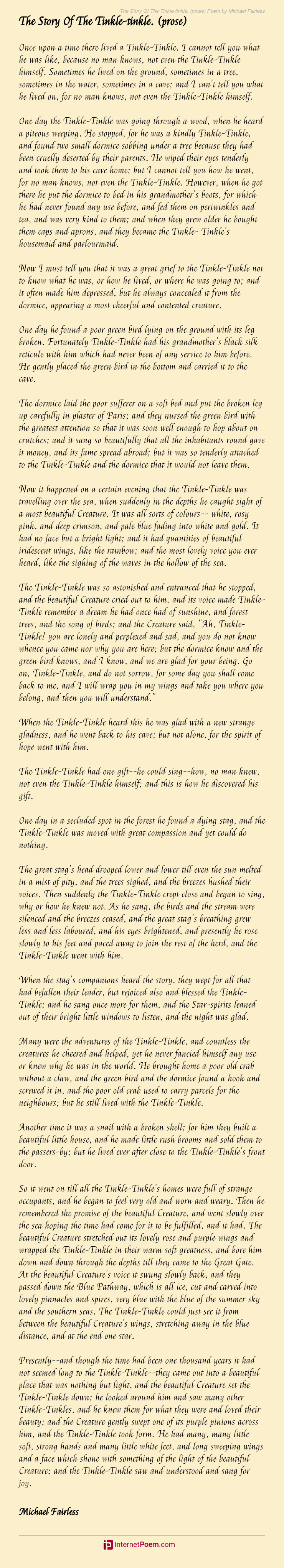 The Story Of The Tinkle-tinkle. (prose) Poem by Michael Fairless