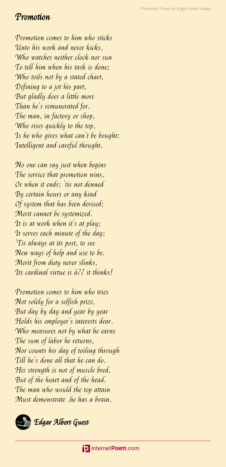 Promotion Poem by Edgar Albert Guest