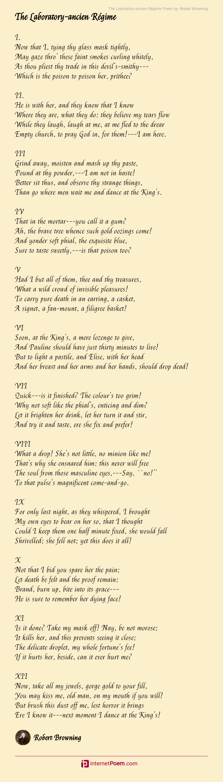 The Laboratory-ancien Régime Poem by Robert Browning