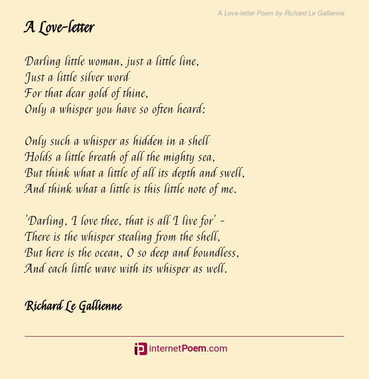 A Love-letter Poem by Richard Le Gallienne
