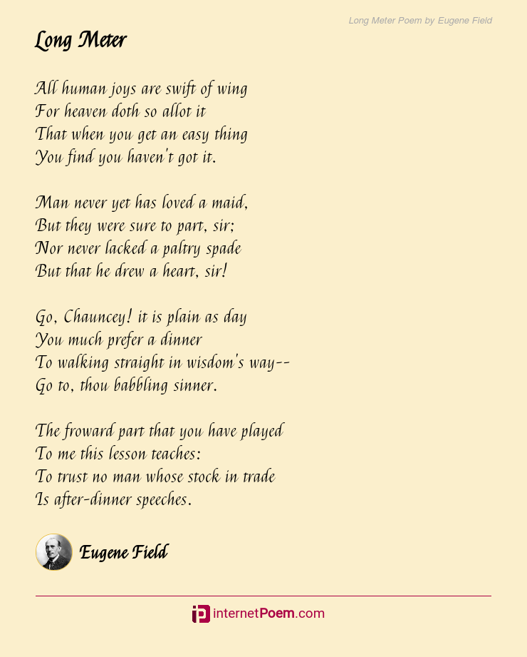 Long Meter Poem by Eugene Field
