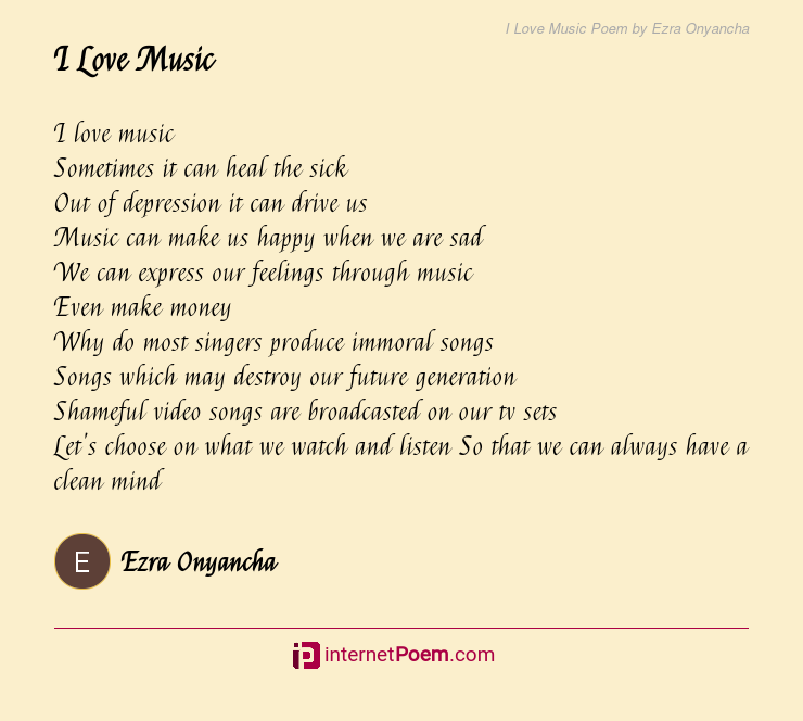 I Love Music Poem by Ezra Onyancha
