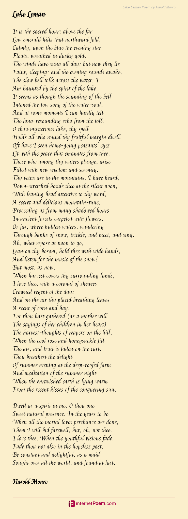 Lake Leman Poem by Harold Monro