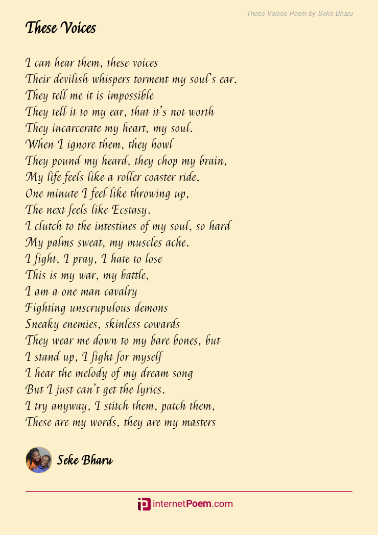 These Voices Poem by Seke Bharu