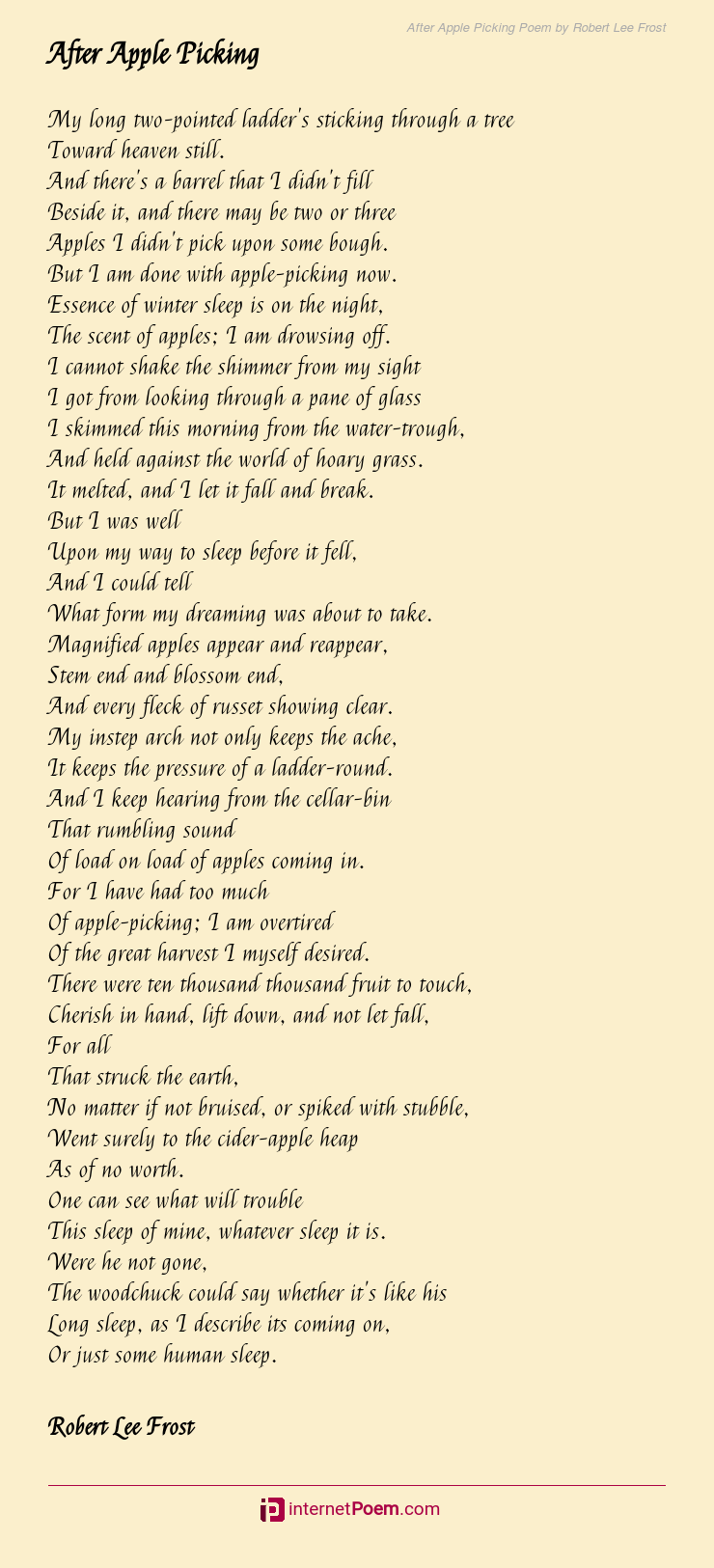 After Apple Picking Poem by Robert Lee Frost