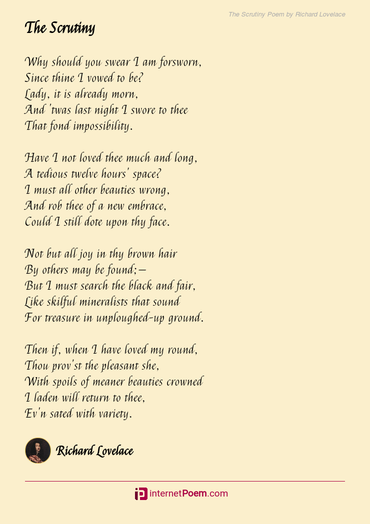 The Scrutiny Poem by Richard Lovelace