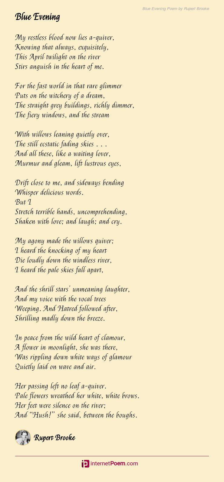 Blue Evening Poem by Rupert Brooke