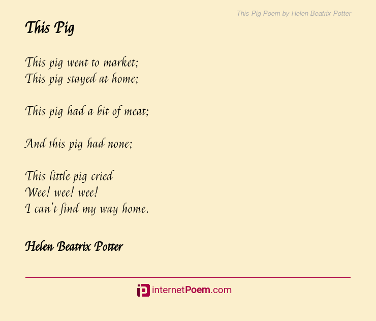 This Pig Poem by Helen Beatrix Potter