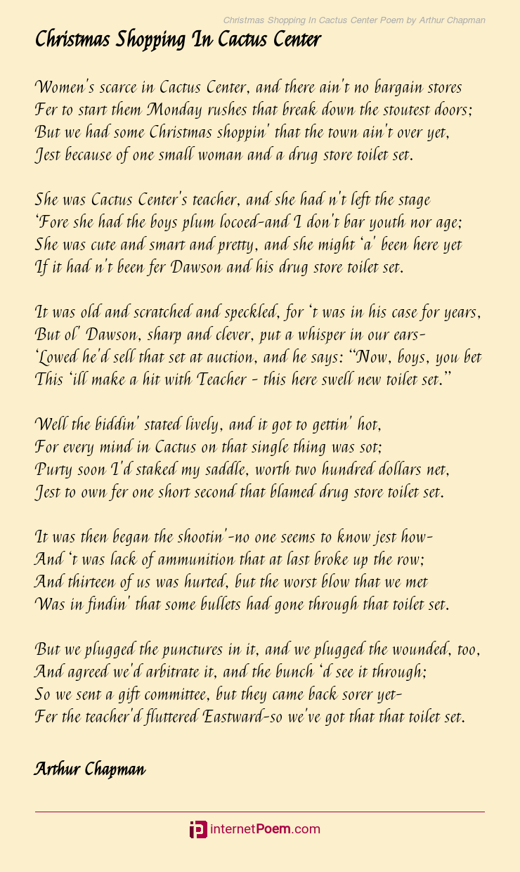 Christmas Shopping In Cactus Center Poem by Arthur Chapman