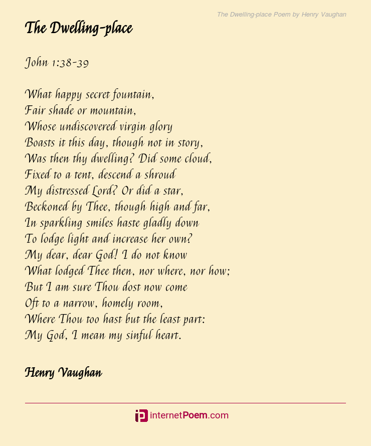 The Dwelling-place Poem by Henry Vaughan