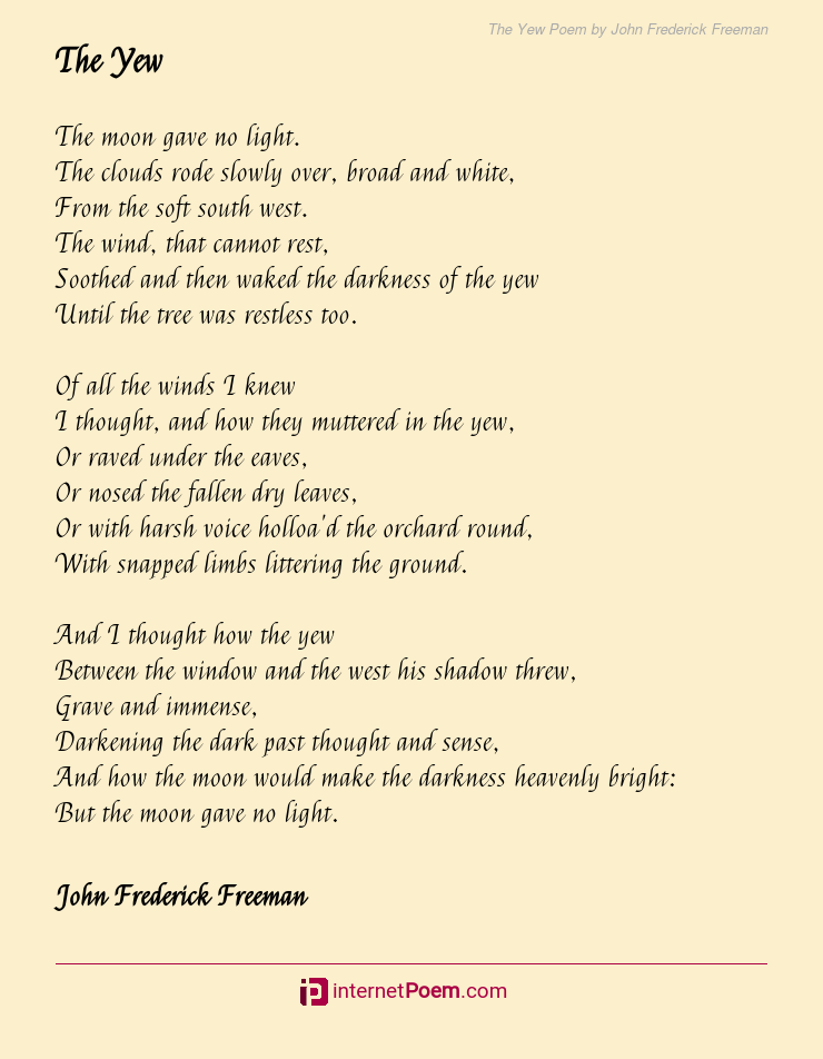 The Yew Poem by John Frederick Freeman