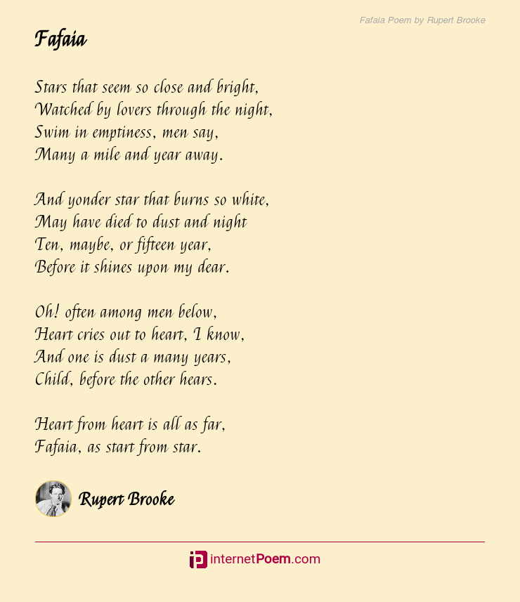 Fafaia Poem by Rupert Brooke