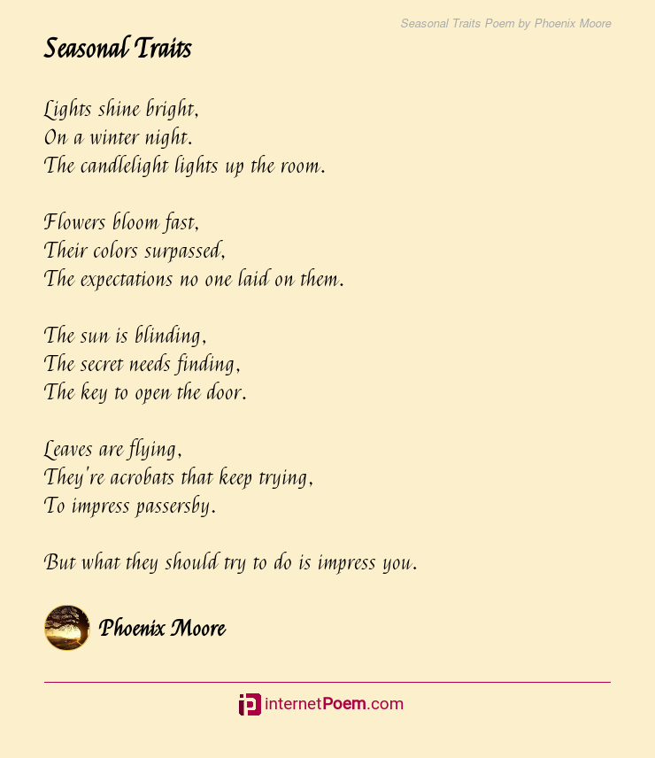 Seasonal Traits Poem by Phoenix Moore