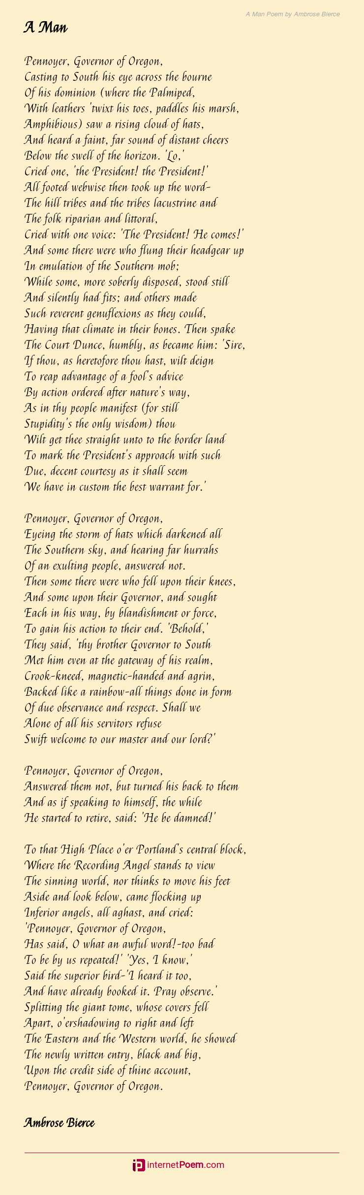 A Man Poem by Ambrose Bierce