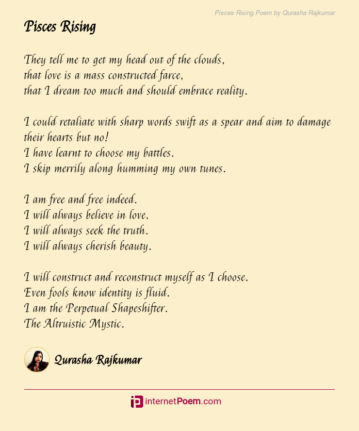 Pisces Rising Poem by Qurasha Rajkumar