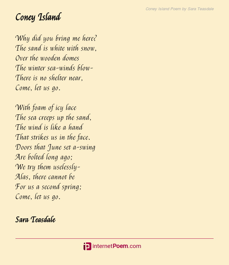 Coney Island Poem by Sara Teasdale