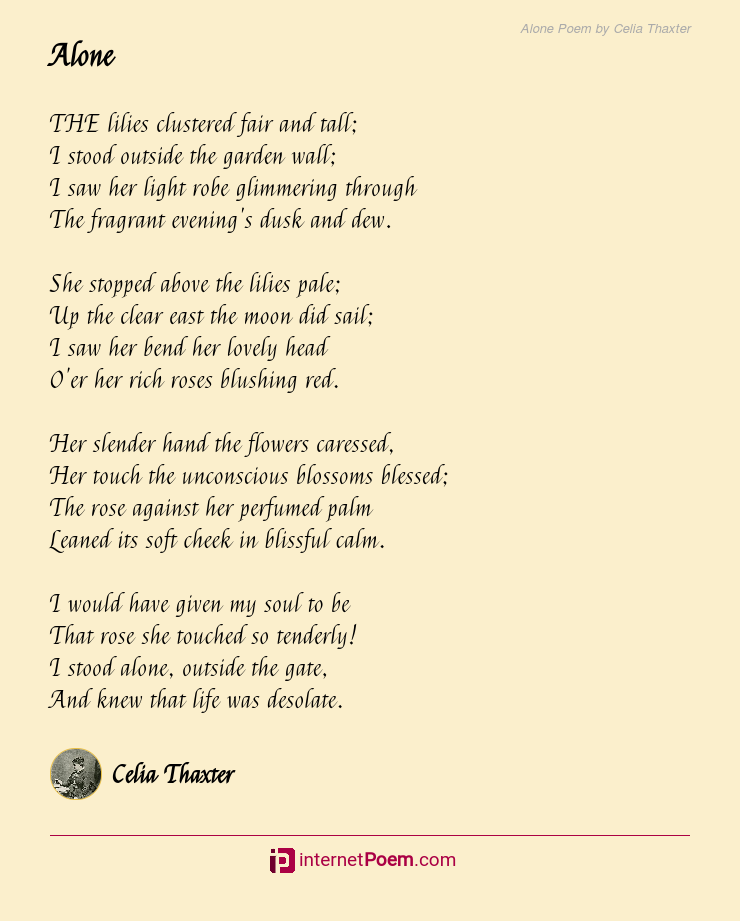 Alone Poem by Celia Thaxter