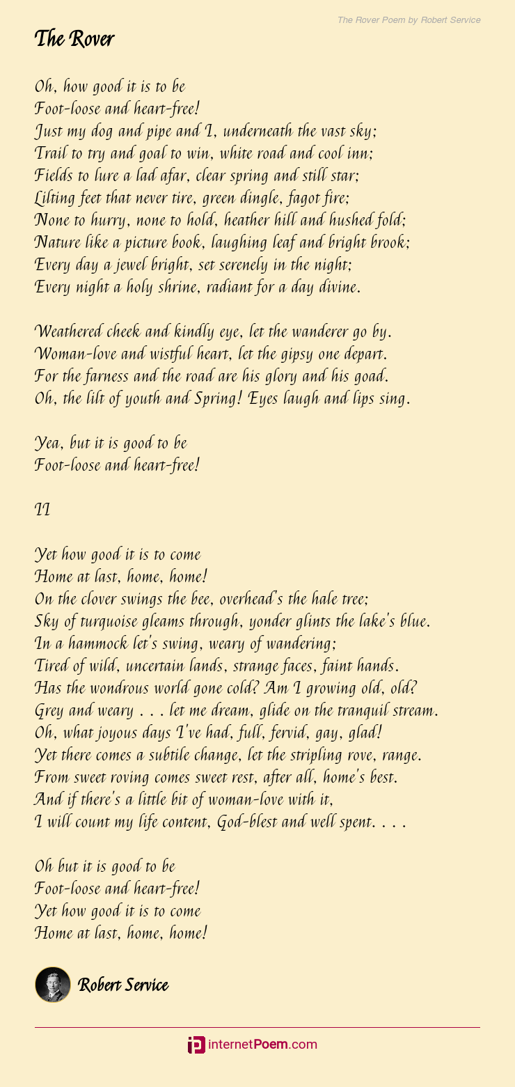 The Rover Poem by Robert Service