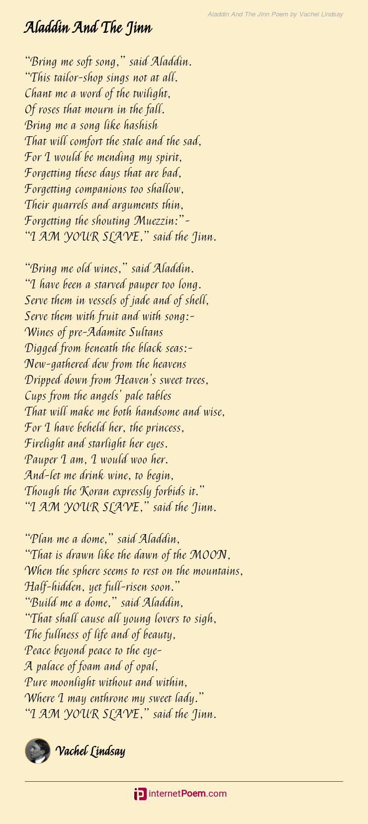 Aladdin And The Jinn Poem Rhyme Scheme