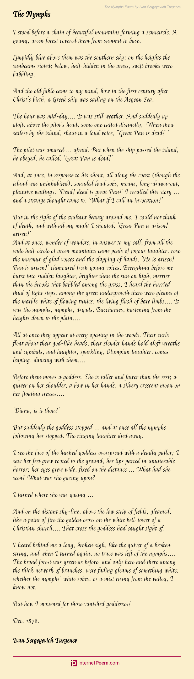 The Nymphs Poem by Ivan Sergeyevich Turgenev