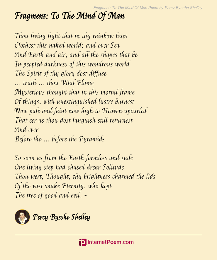 Fragment: To The Mind Of Man Poem by Percy Bysshe Shelley