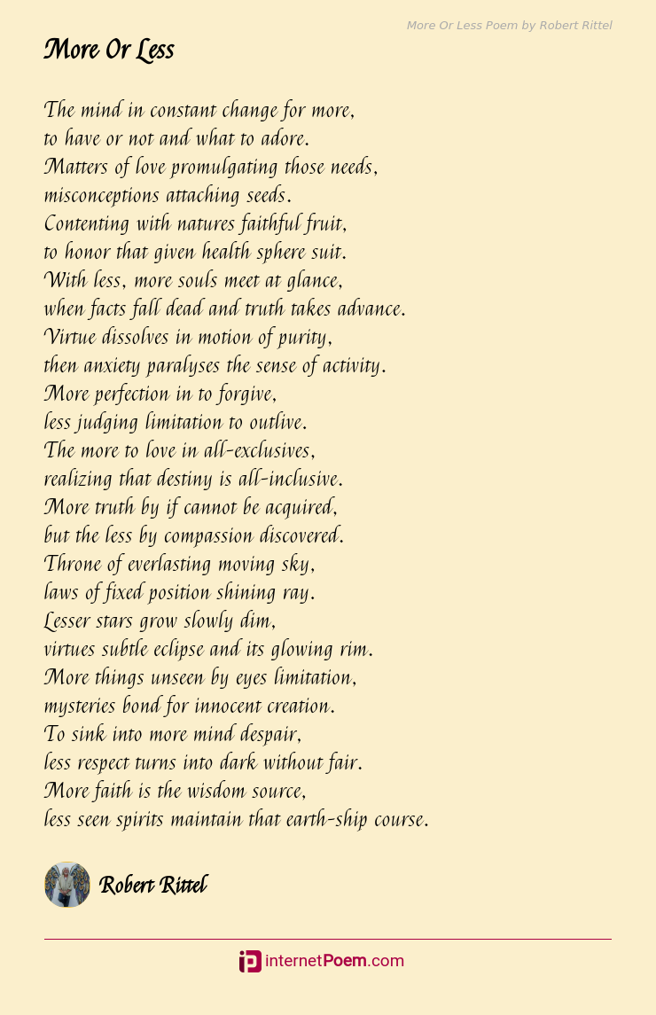 More Or Less Poem by Robert Rittel