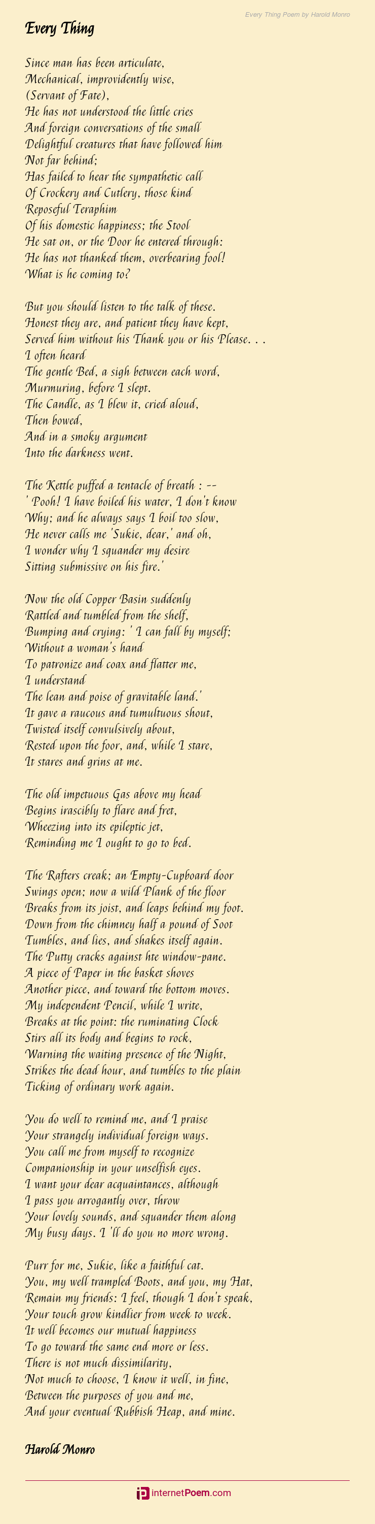 Every Thing Poem by Harold Monro