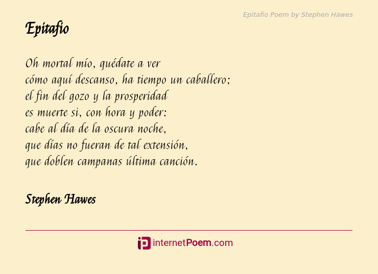 Epitafio Poema de Stephen Hawes