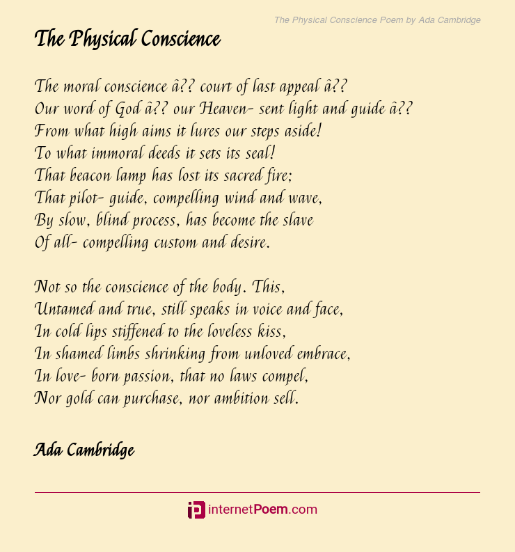 The Physical Conscience Poem by Ada Cambridge