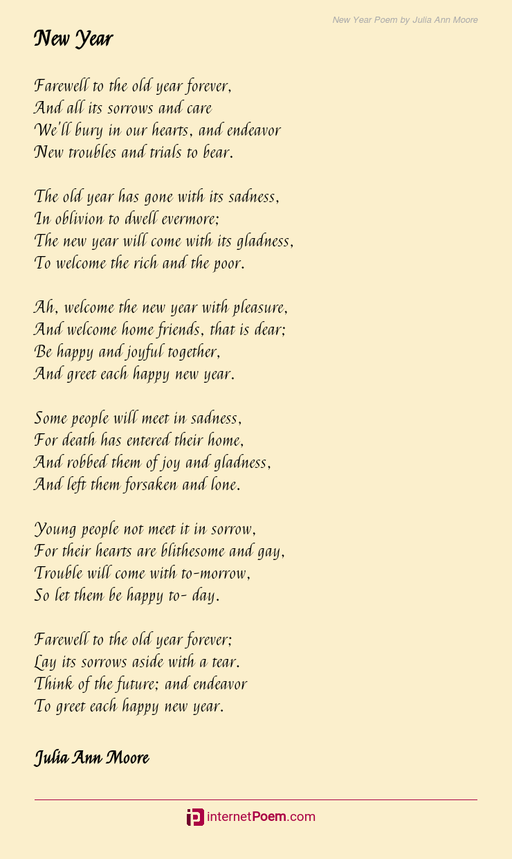 New Year Poem by Julia Ann Moore