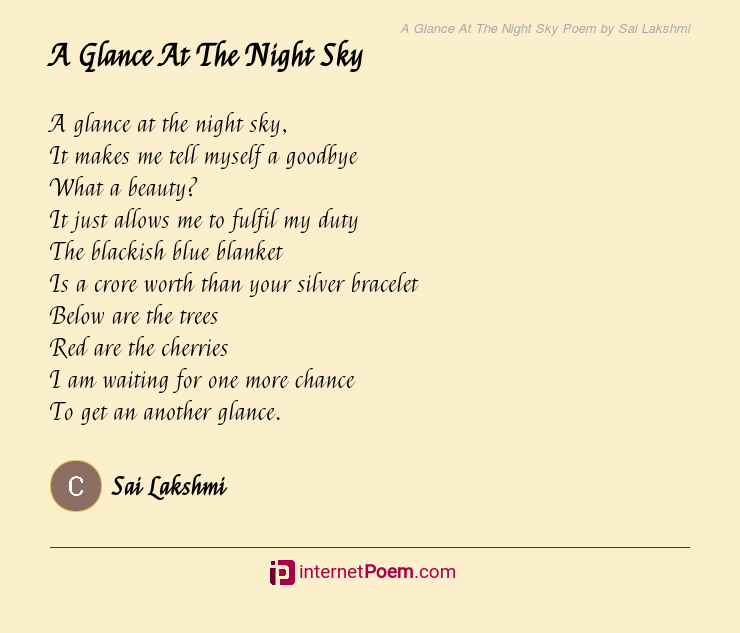 A Glance At The Night Sky Poem by Sai Lakshmi