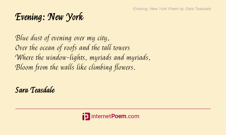 Evening: New York Poem by Sara Teasdale