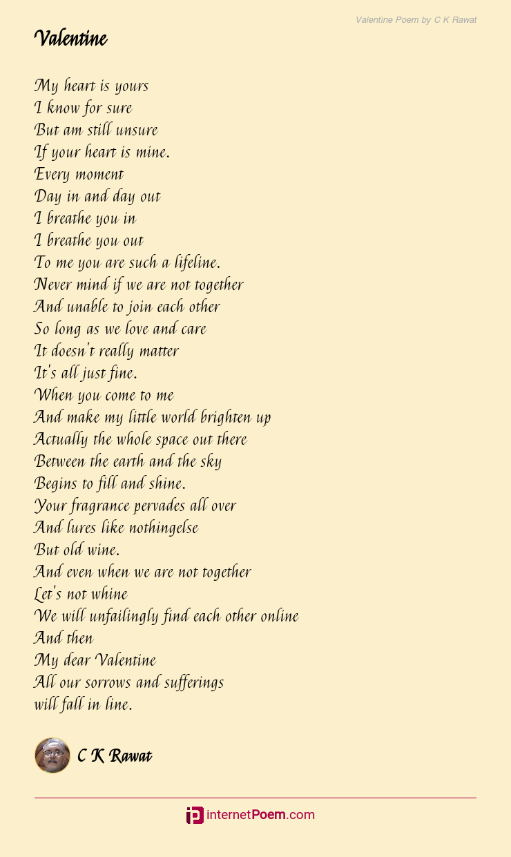 Valentine Poem by C K Rawat