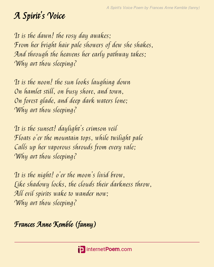 A Spirit's Voice Poem Rhyme Scheme