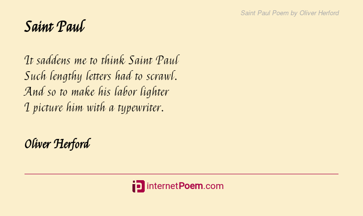 Saint Paul Poem by Oliver Herford