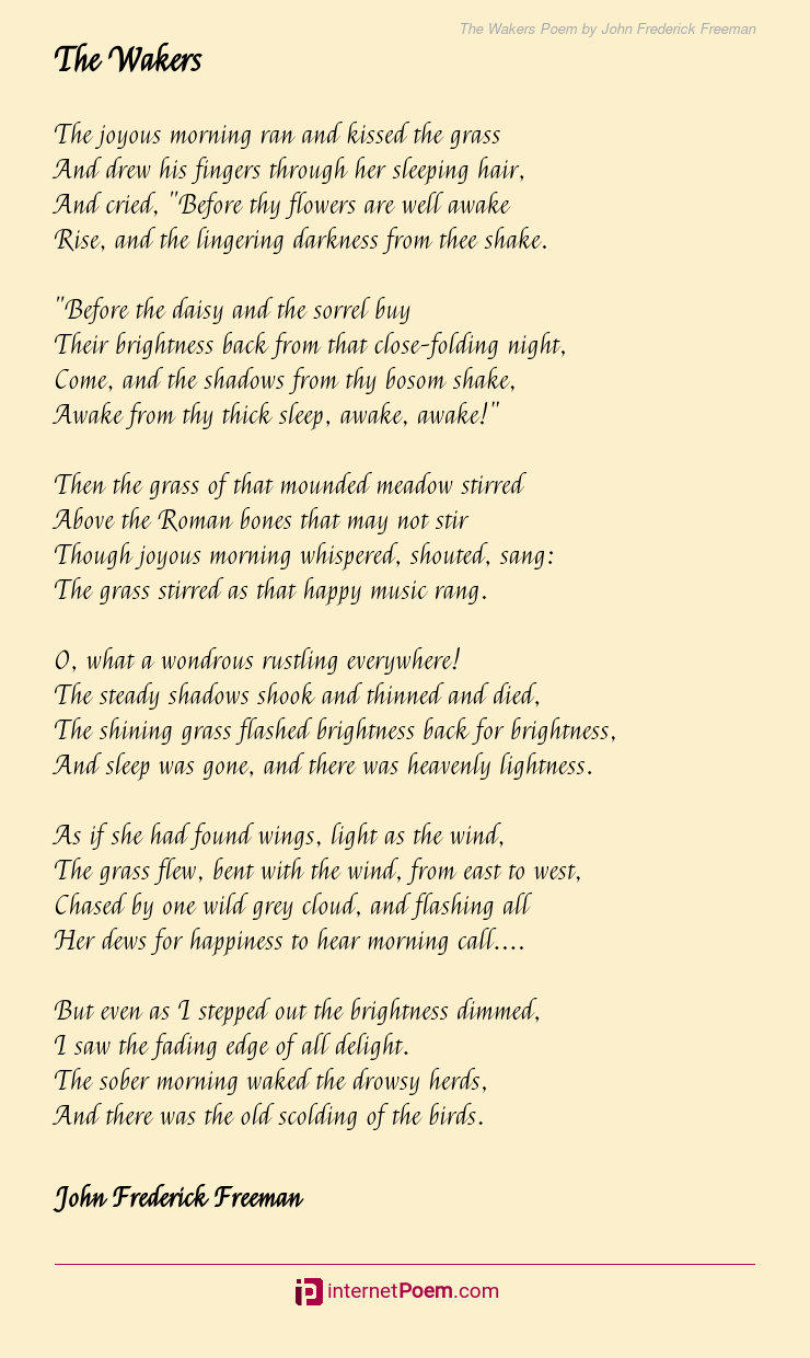 The Wakers Poem by John Frederick Freeman