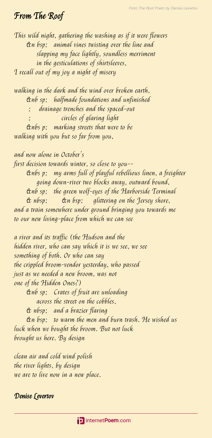 From The Roof Poem by Denise Levertov
