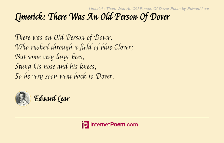 Limerick: There Was An Old Person Of Dover Poem by Edward Lear