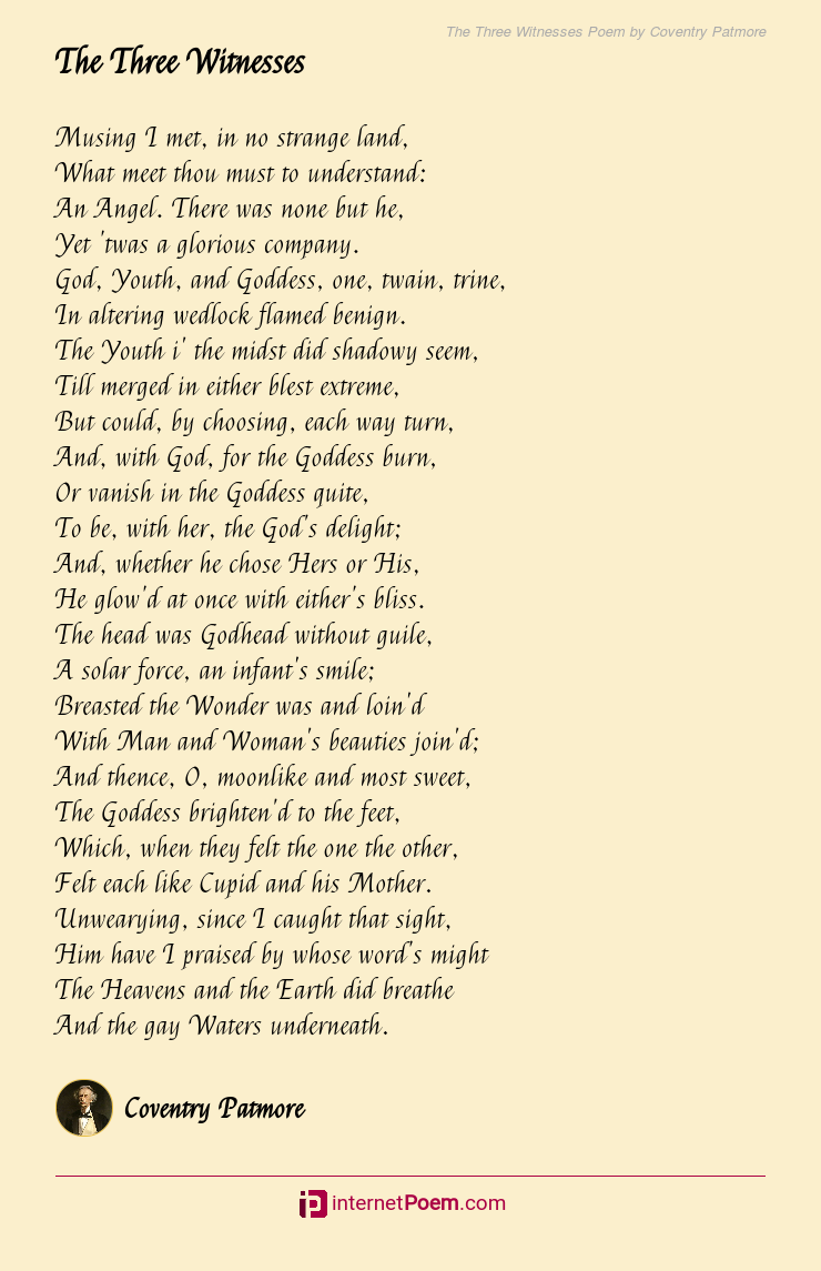 The Three Witnesses Poem by Coventry Patmore
