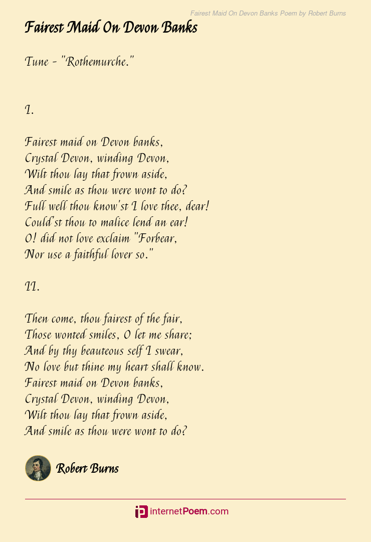 Fairest Maid On Devon Banks Poem by Robert Burns