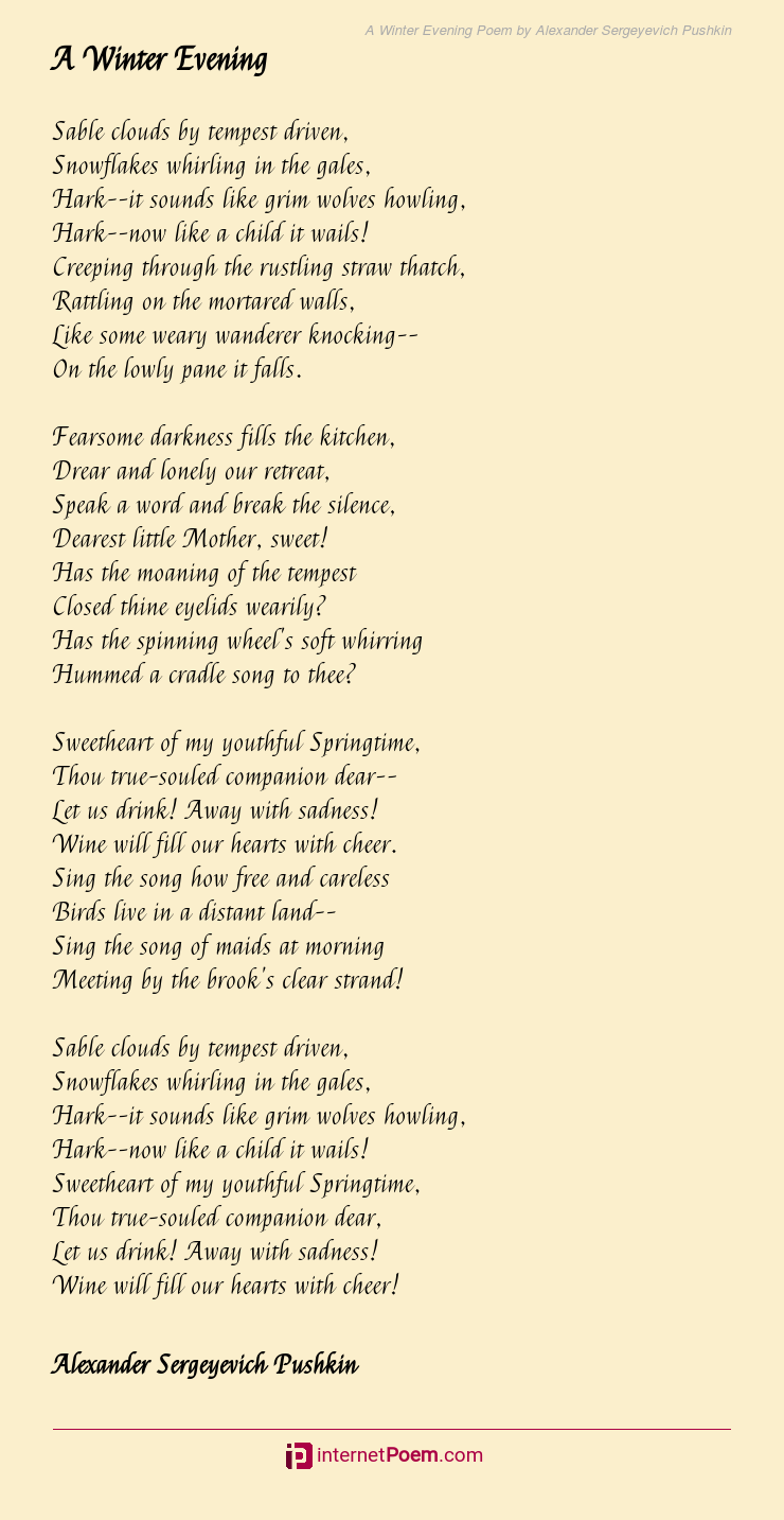 A Winter Evening Poem Rhyme Scheme