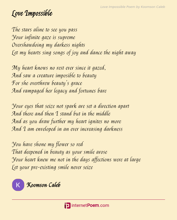 Love Impossible Poem by Koomson Caleb
