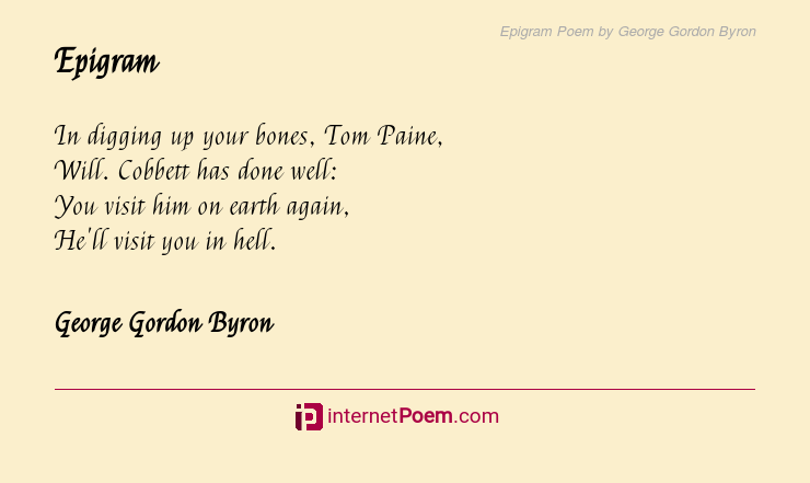 Epigram Poem by George Gordon Byron