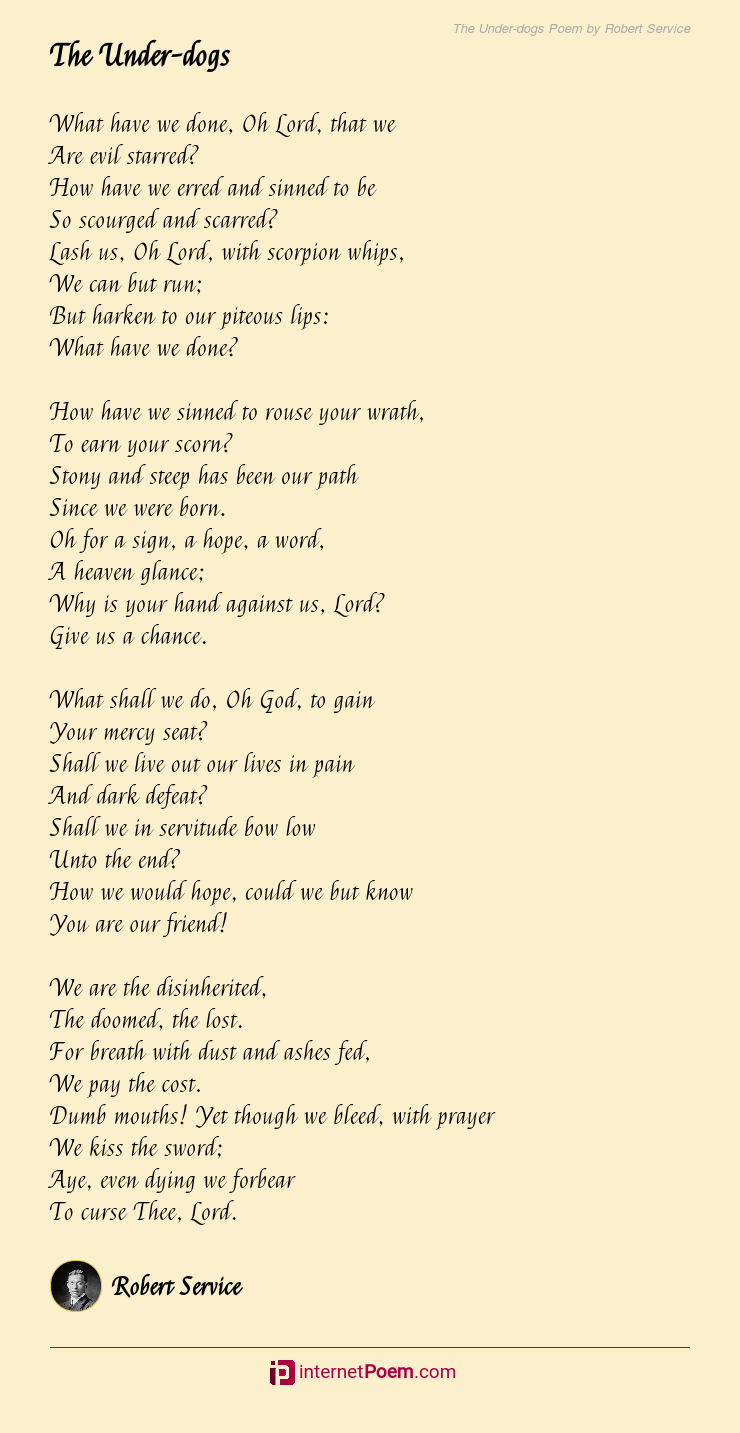 The Under-dogs Poem by Robert Service