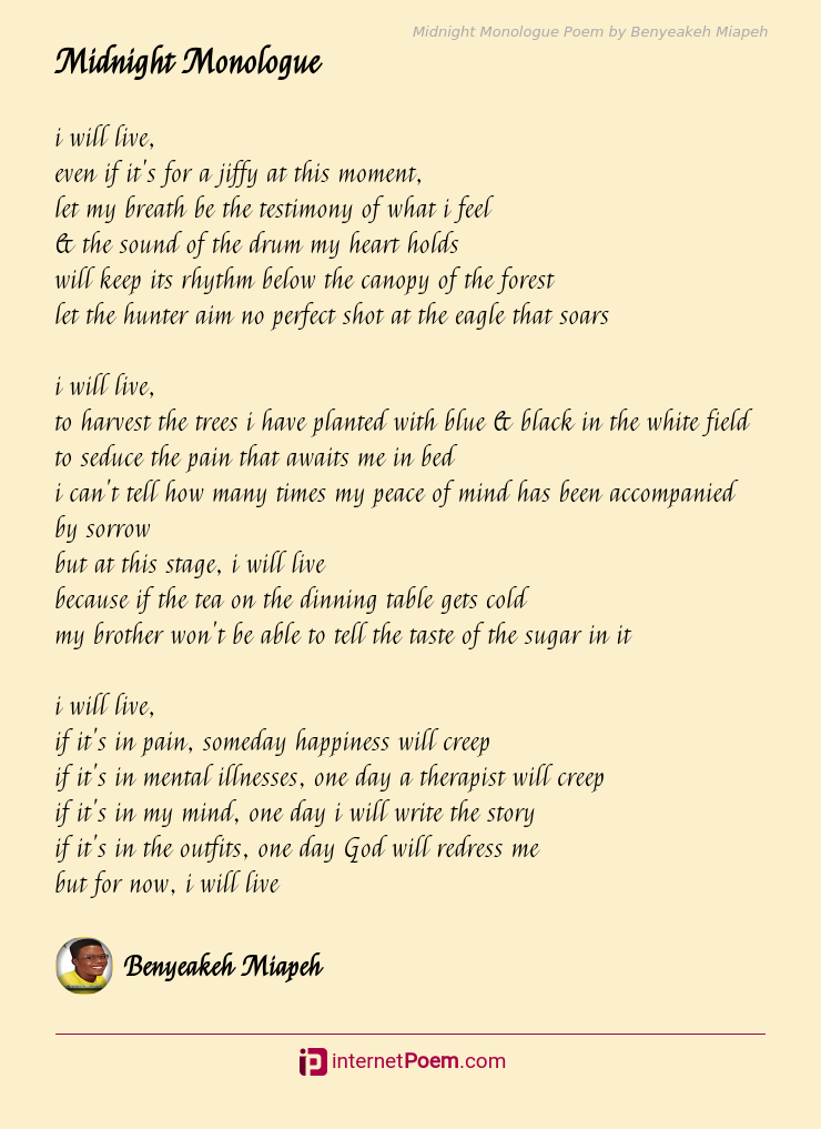 Midnight Monologue Poem by Benyeakeh Miapeh
