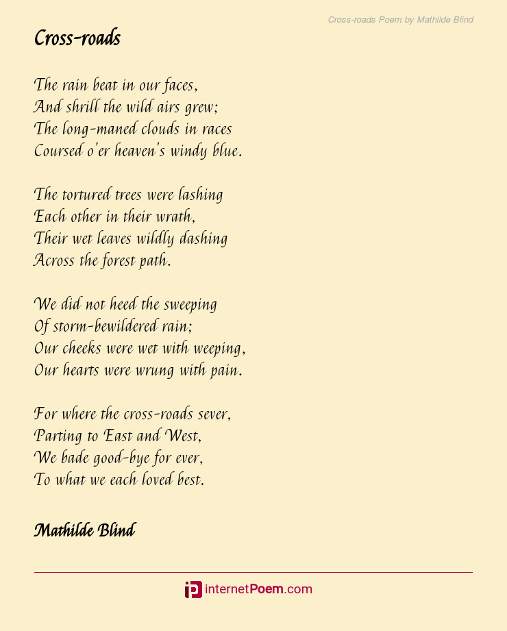 Cross-roads Poem by Mathilde Blind