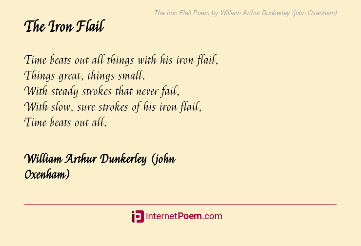 The Iron Flail Poem by William Arthur Dunkerley (john Oxenham)