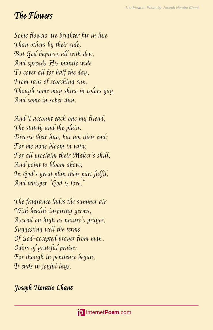 The Flowers Poem by Joseph Horatio Chant